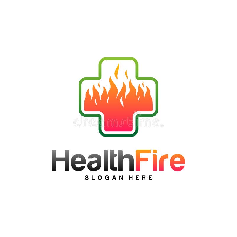 Health Fire Logo Design Concept Vector. Fire Health Logo Template. Icon ...