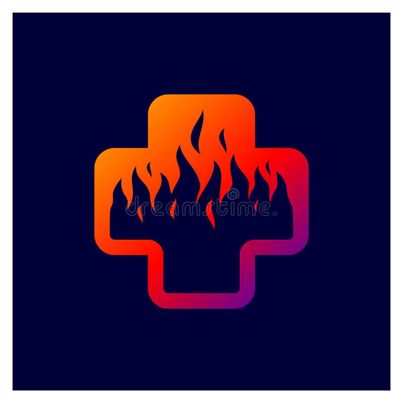Health Fire Logo Design Concept Vector. Fire Health Logo Template. Icon ...