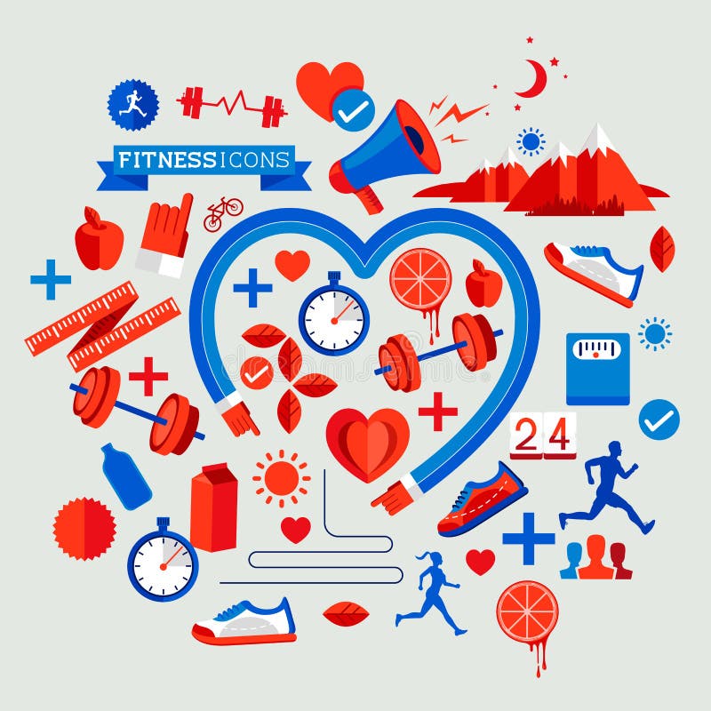 Health and Fitness Elements Stock Vector - Illustration of lifestyle ...