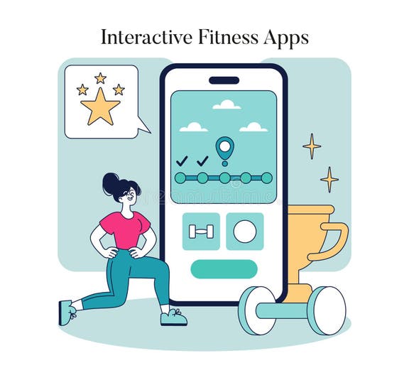 Health Gamification. Flat Vector Illustration Stock Vector - Illustration of exercise, virtual ...