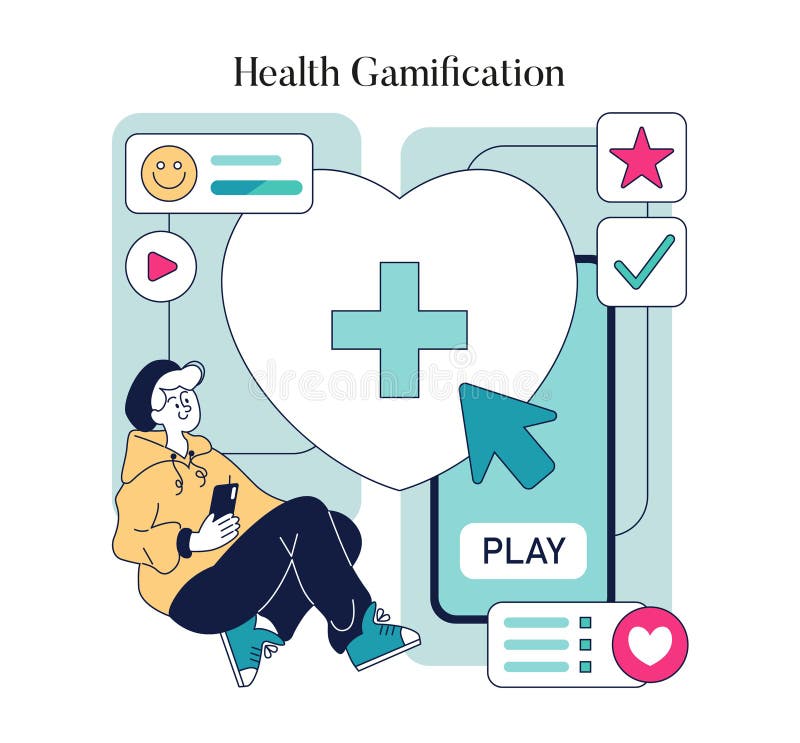 Health Gamification. Flat Vector Illustration Stock Vector ...