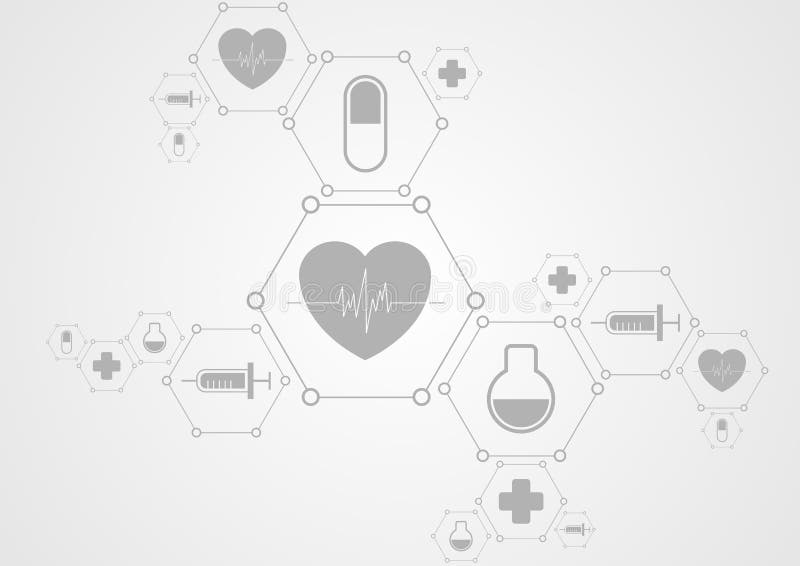 Health Grey Tech Background and Medical Icons Stock Vector ...