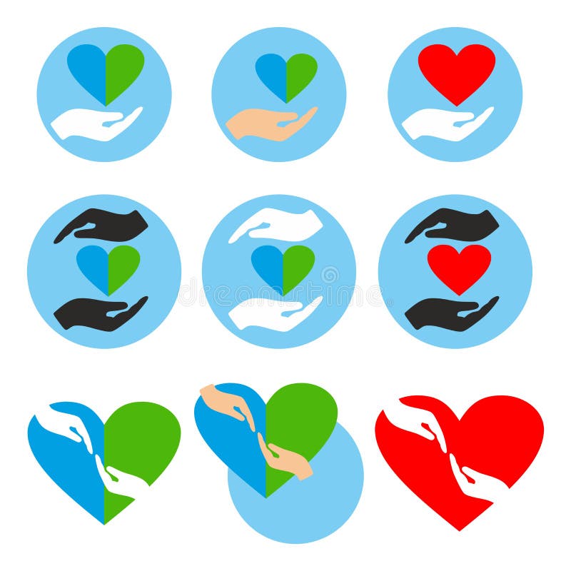 Health and Heart Logo. Heart in Hands Icon Stock Vector - Illustration ...