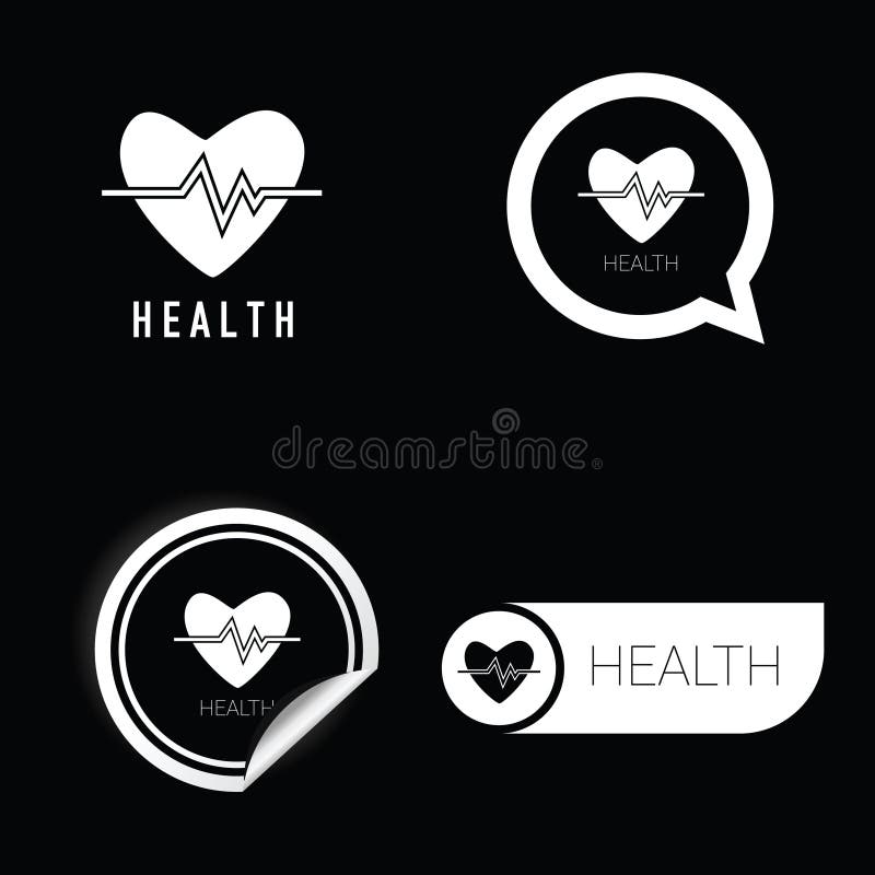 Health Icon Vector in Black and White Stock Vector - Illustration of ...
