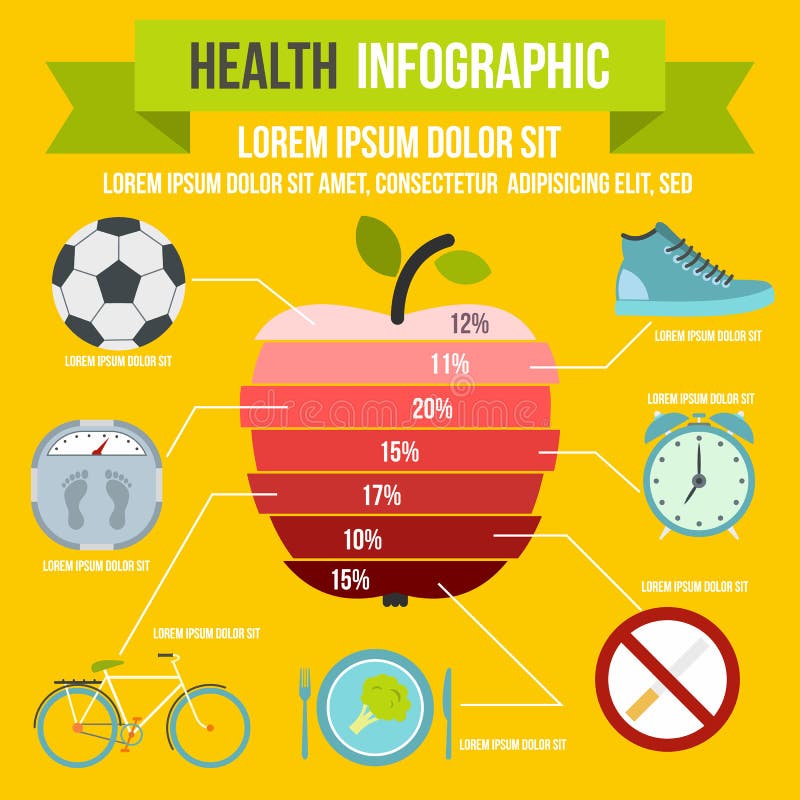 Health Infographic, Flat Style Stock Vector - Illustration of concept ...
