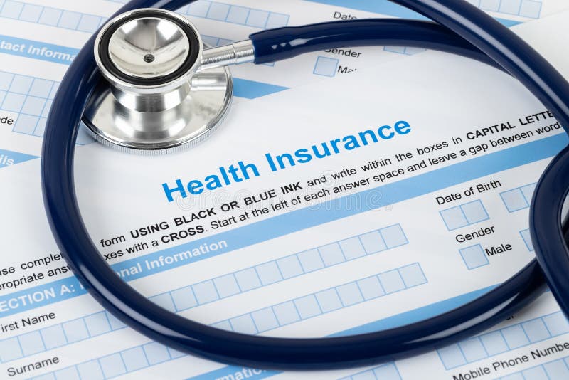 Health Insurance Application Form with Stethoscope and Calculator Stock ...