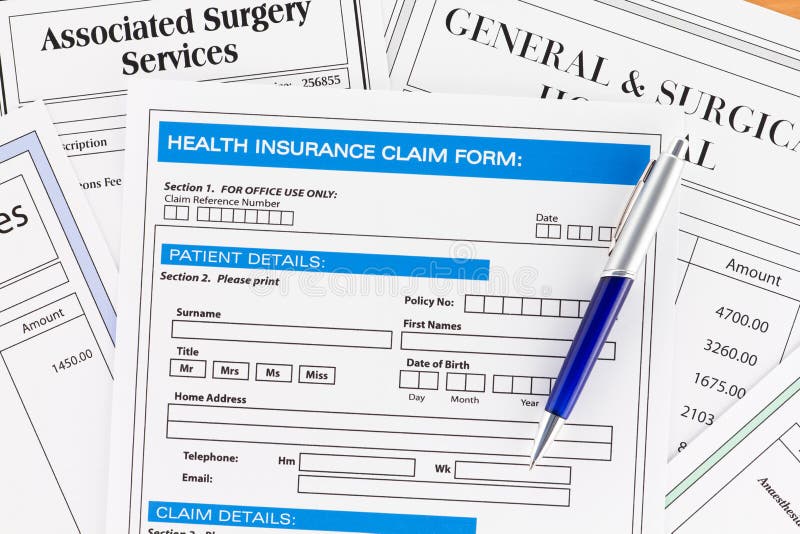 Medical Health Care Cover Insurance Form Stock Photo - Image of ...