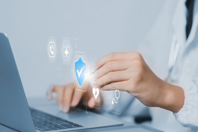 Health Insurance Concept Doctor Using Digital Healthcare AI App ...