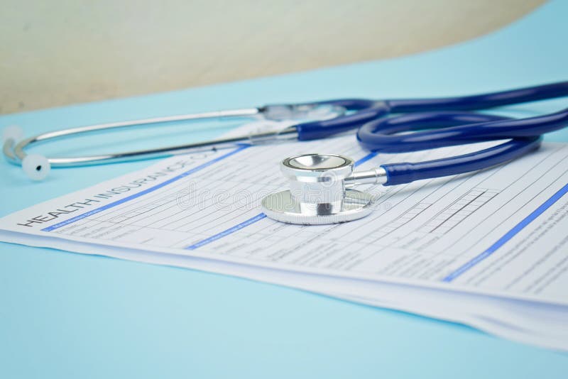 Health Insurance Form with Stethoscope Medical Form Stock Image - Image ...