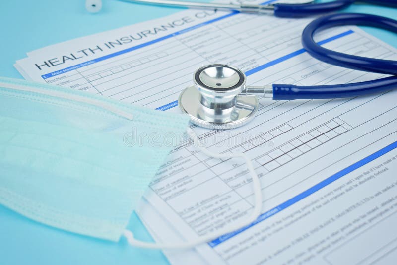 Health Insurance Form with Stethoscope Medical Form Stock Photo - Image ...