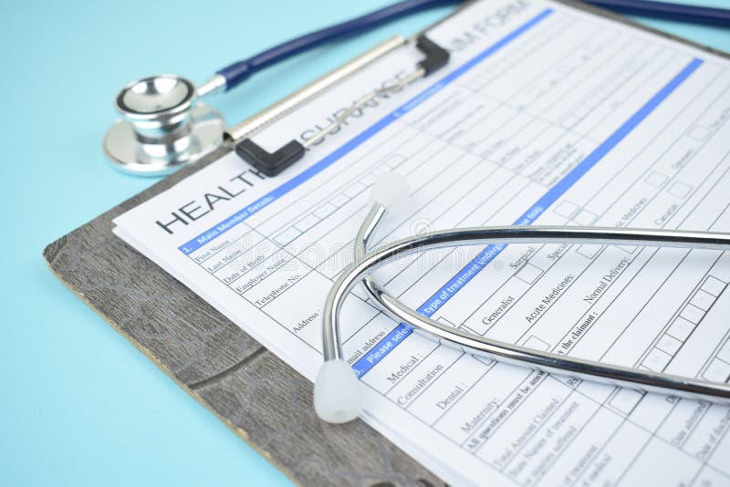 Health Insurance Form with Stethoscope Medical Form Stock Image - Image ...
