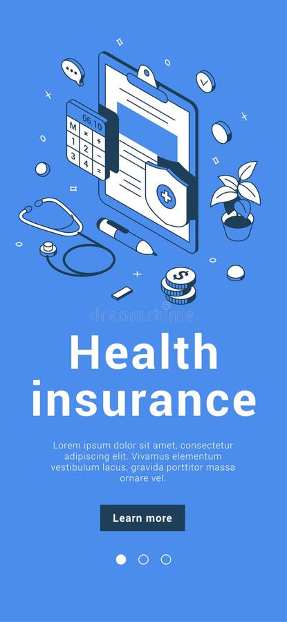 Health Insurance Isometric Vector Illustration. Medical Clipboard ...
