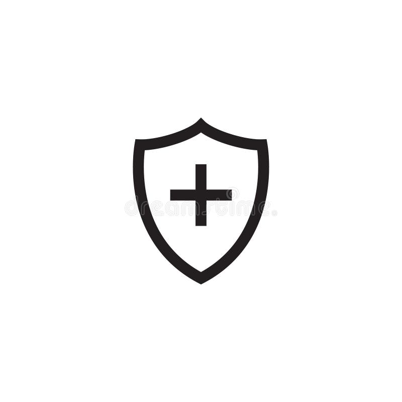 Health Insurance Shield Icon Vector in Line Style Stock Vector ...