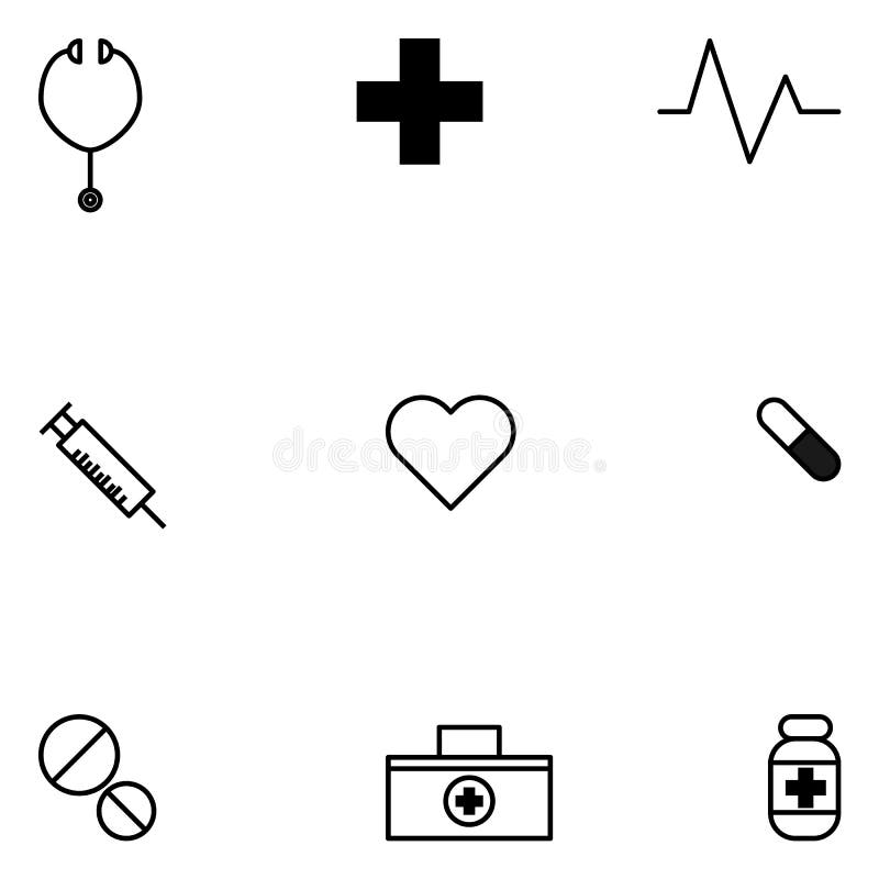 Health Minimal Style Icon Vector Eps10 Set Stock Vector - Illustration ...