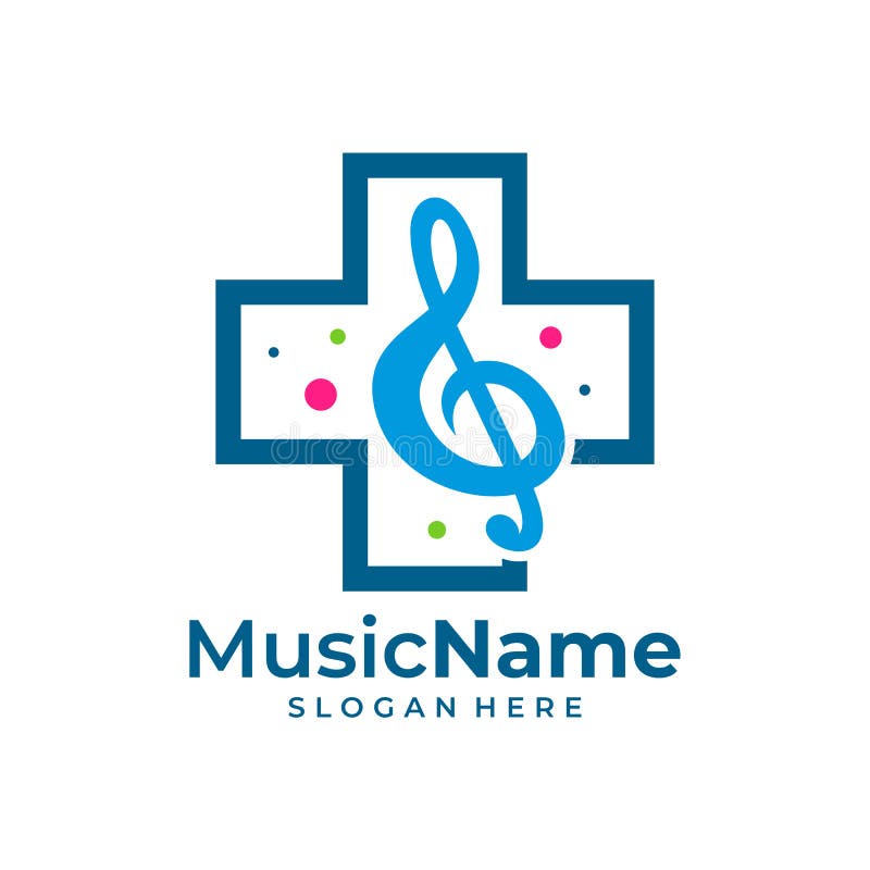 Health Music Logo Vector. Music Plus Logo Design Template Stock ...