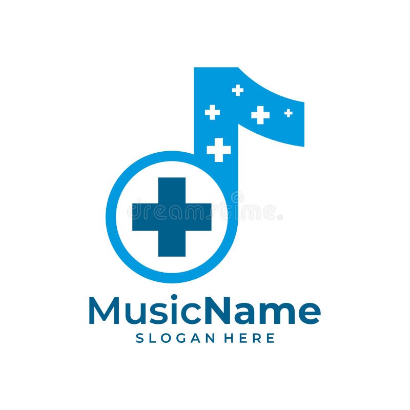 Health Music Logo Vector. Music Plus Logo Design Template Stock ...