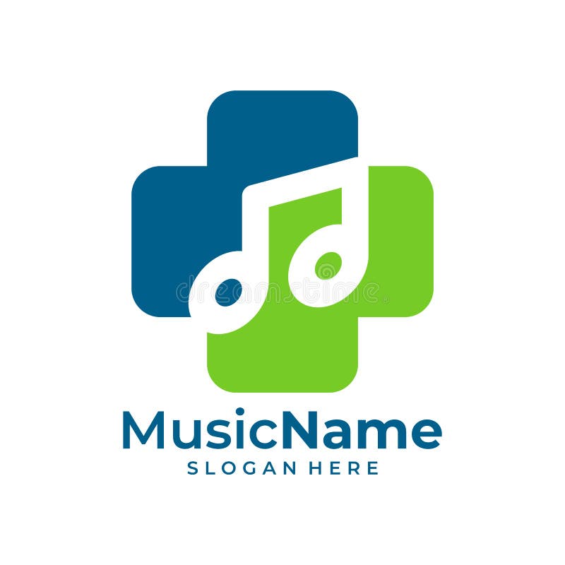 Health Music Logo Vector. Music Plus Logo Design Template Stock ...