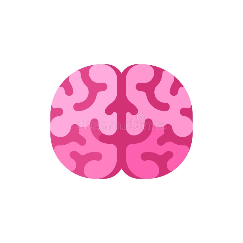 Pink Brain Vector Illustration. Human Organ Flat Icon Stock Vector ...