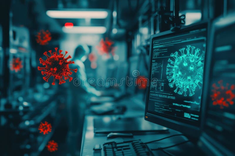 Health Professional Analyzes Data on Computer Screen Amidst Virtual ...