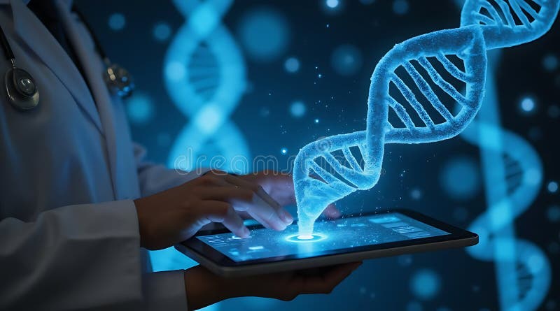 Health Professional Analyzes Genetic Data Using Digital Technology at a ...