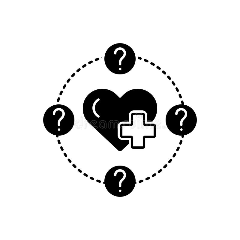 Black Solid Icon for Health Question, Heart and Medical Stock Vector ...