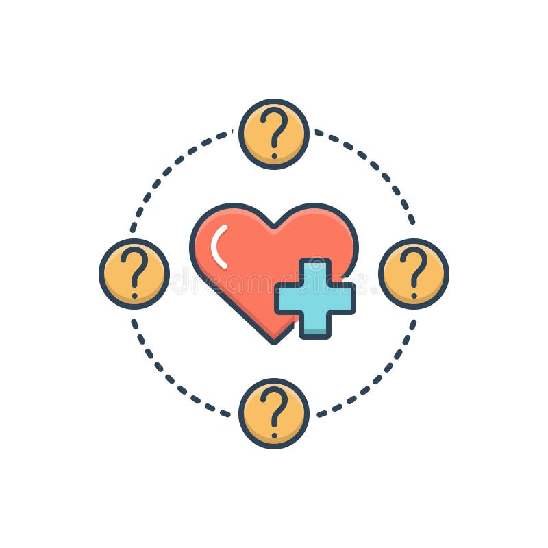Color Illustration Icon for Health Question, Heart and Medical Stock ...