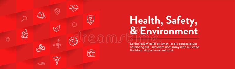 Health Safety and Environment Icon Set & Web Header Banner Stock Vector ...