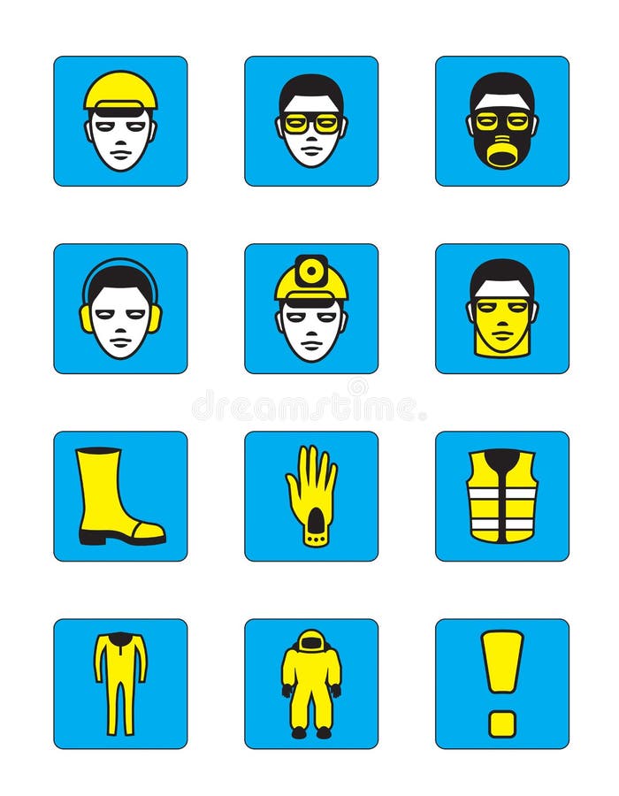 Health and Safety Icons Set Stock Vector - Illustration of helmet ...