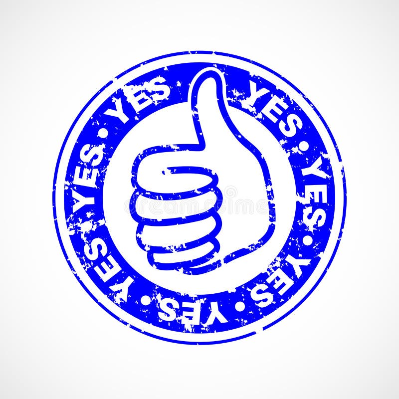 Yes thumbs up stamp stock vector. Illustration of pass - 139486739