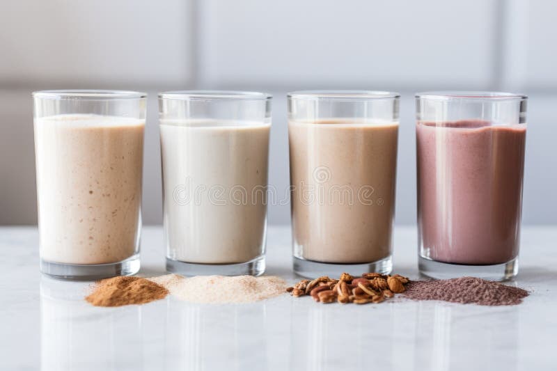 Health Shakes in Various Stages of Preparation Stock Image - Image of ...