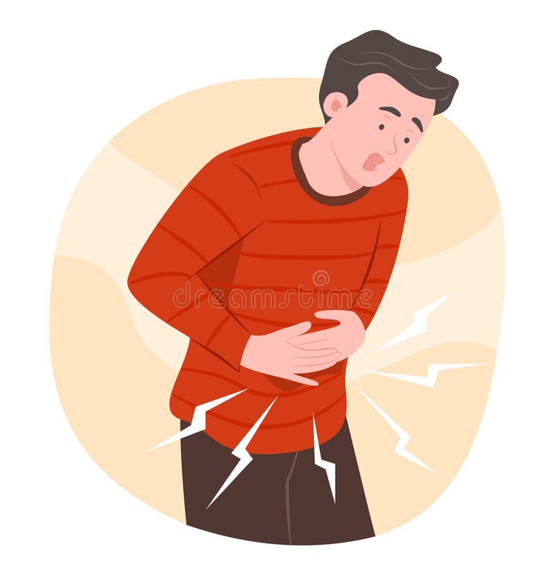 Man Suffering from Stomachache for Abdominal Pain Symptom Concept ...