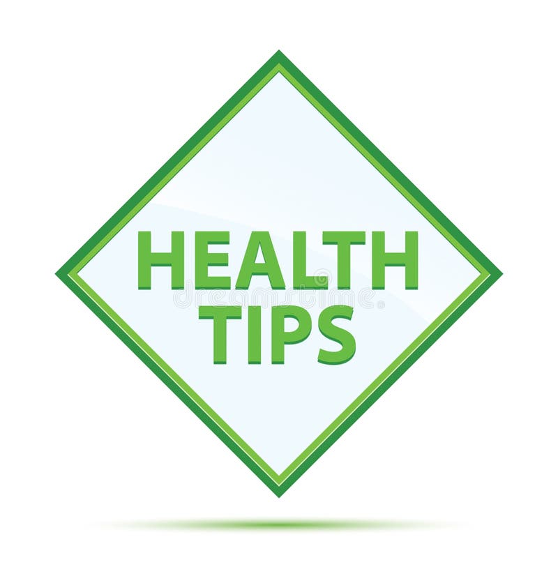 Health Tips Modern Abstract Green Diamond Button Stock Illustration ...