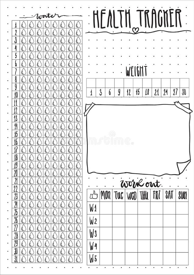 Health Tracker. Cute Organizer Page Stock Vector - Illustration of ...