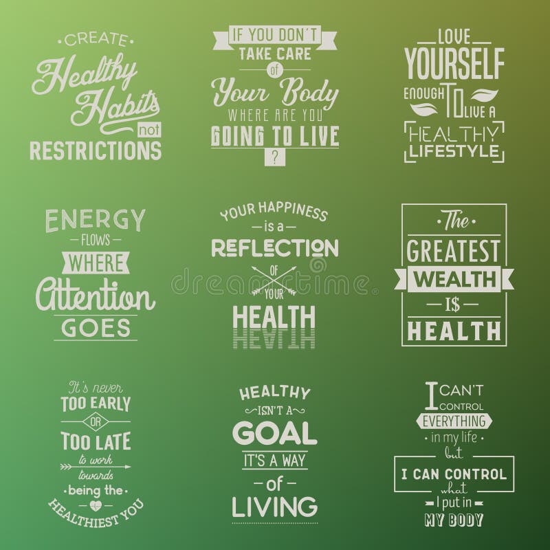 Health. Typography quotes. stock vector. Illustration of icon - 77877460