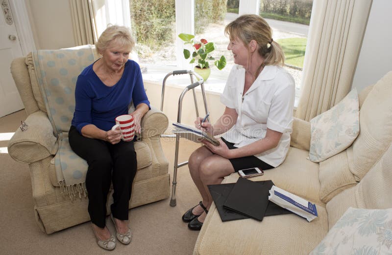Health Visitor on a Home Visit with Elderly Lady Stock Image - Image of ...
