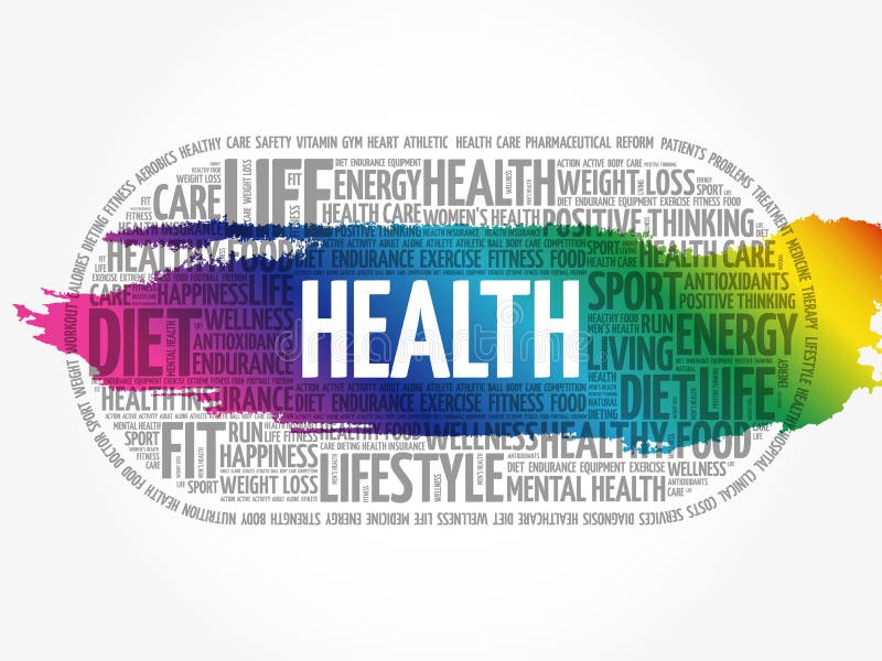 Health Word Cloud Collage, Fitness, Health Concept Stock Illustration ...