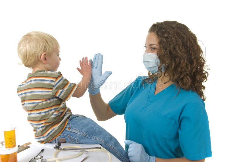 Health Worker Gives High Five Stock Photo - Image of allergy, nurse ...