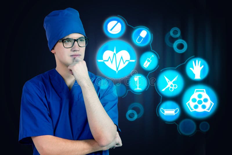 Health worker thinking stock image. Image of medicine - 50105575