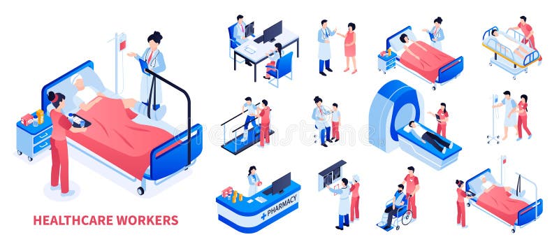 Health Workers Icons in Isometric View Stock Illustration ...