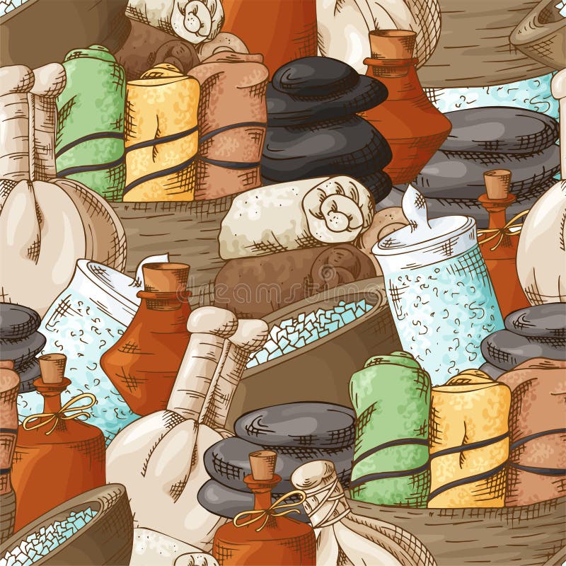 Healthcare and Beauty Seamless Pattern. Spa Background for Salon Stock ...