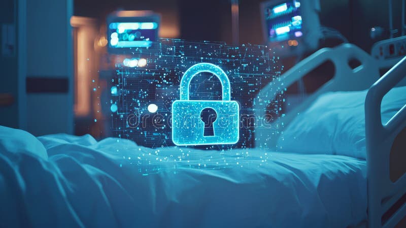 In Healthcare, a Bed with a Digital Lock Symbolizes Cybersecurity ...