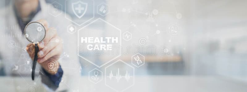 Healthcare Digital Solutions Illustrated on a Virtual Screen Stock ...