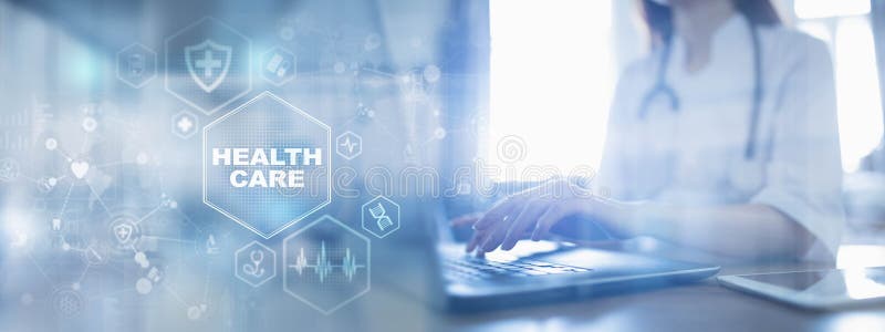 Healthcare Digital Solutions Illustrated on a Virtual Screen Stock ...