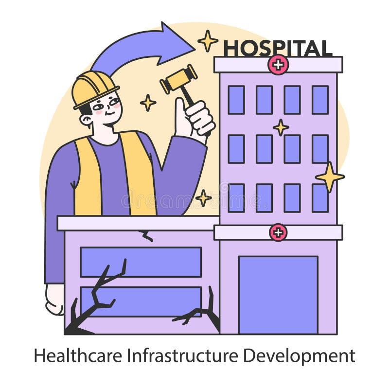 Healthcare Infrastructure Development Concept. Flat Vector Illustration ...