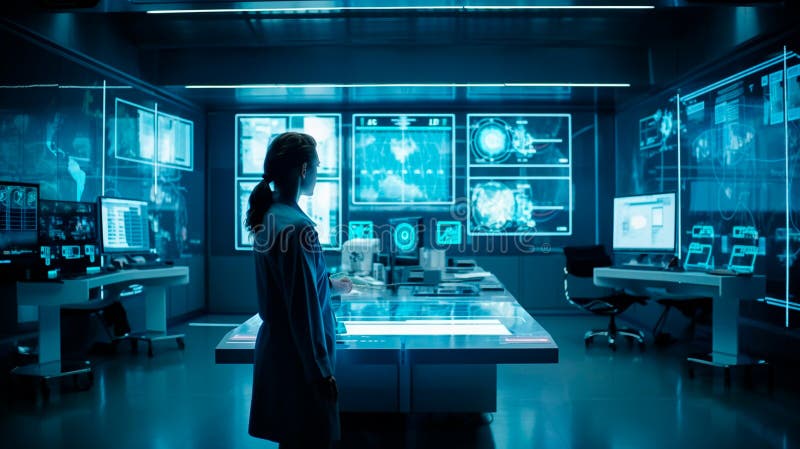 Healthcare and Medicine, Human, Modern Interface Screen on Laboratory ...