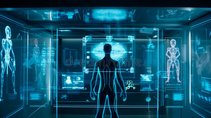 Healthcare and Medicine, Human, Modern Interface Screen on Laboratory ...