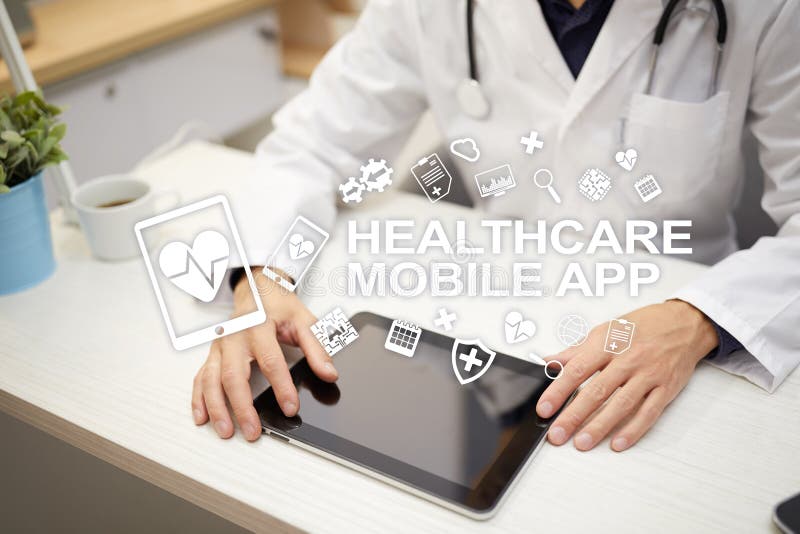 Healthcare Mobile Apps. Modern Medical Technology on Virtual Screen ...