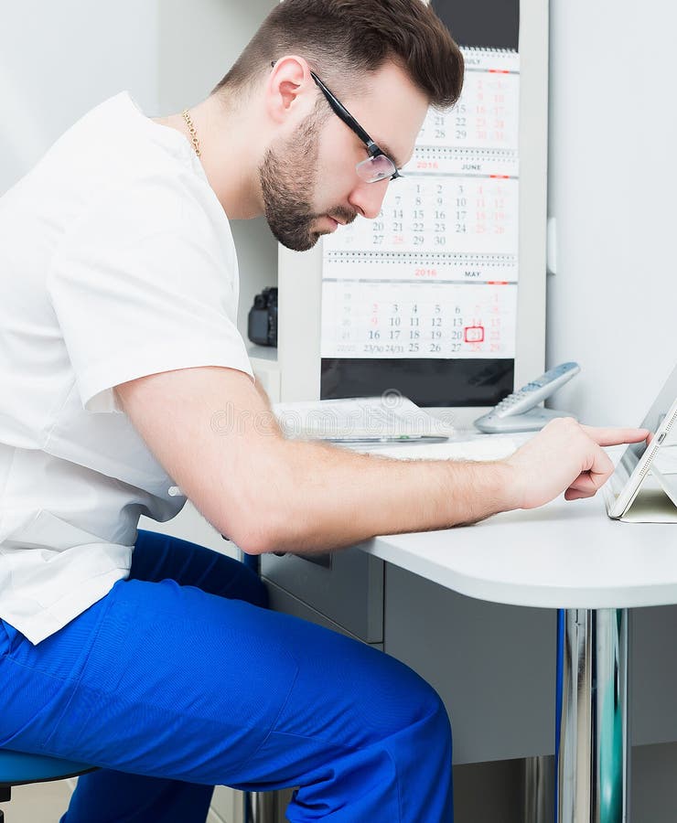 Healthcare, Profession, Stomatology and Medicine Concept - Smiling Male ... Healthcare, Profession, Stomatology and Medicine Concept - Smiling Male ...
