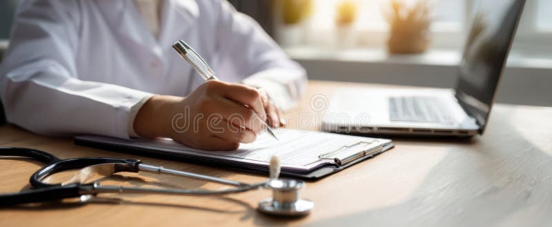 The Healthcare Professional Writing Patient Notes in a Modern Medical ...
