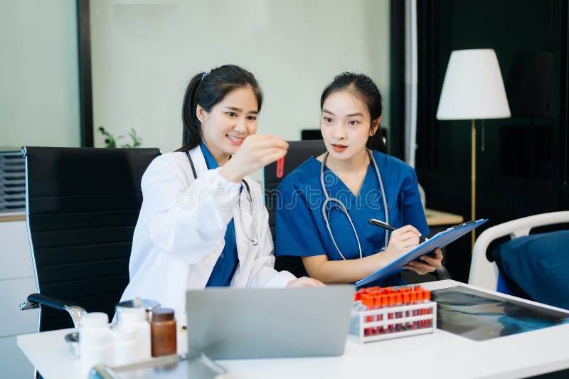 Healthcare Professionals Analyzing Test Results with Lab Tools ...